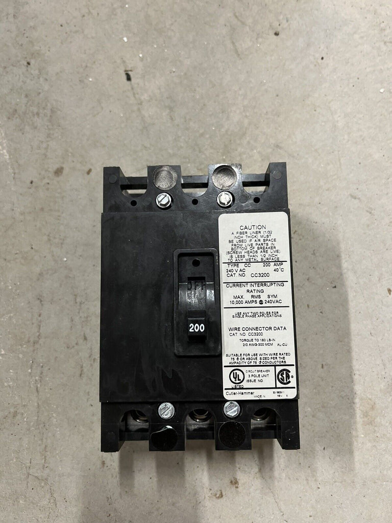 CC3200 Eaton/Cutler-Hammer 200A 240V 3 Pole Circuit Breaker – Exit Sign ...
